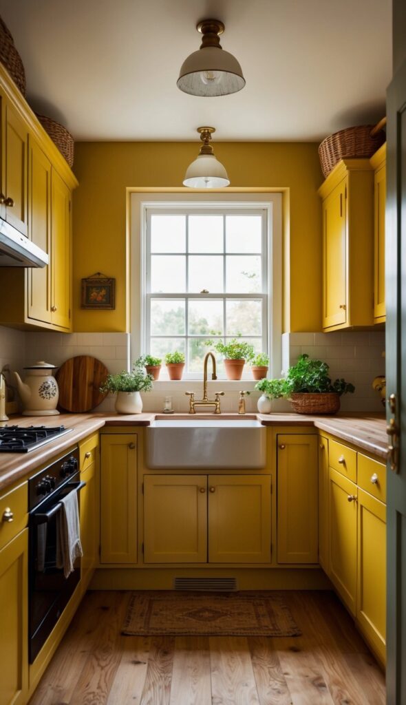 20 Aesthetic Mustard Yellow Kitchen Cabinet Makeovers to Brighten Your ...